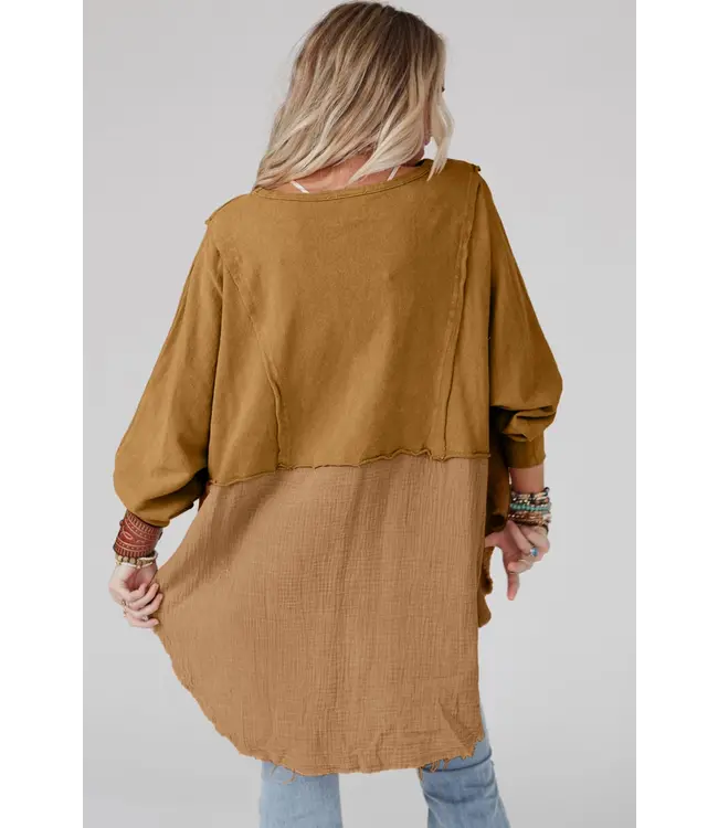 GD92512271896 Raw Hem Hi Lo Blouse - Meri's Boutique