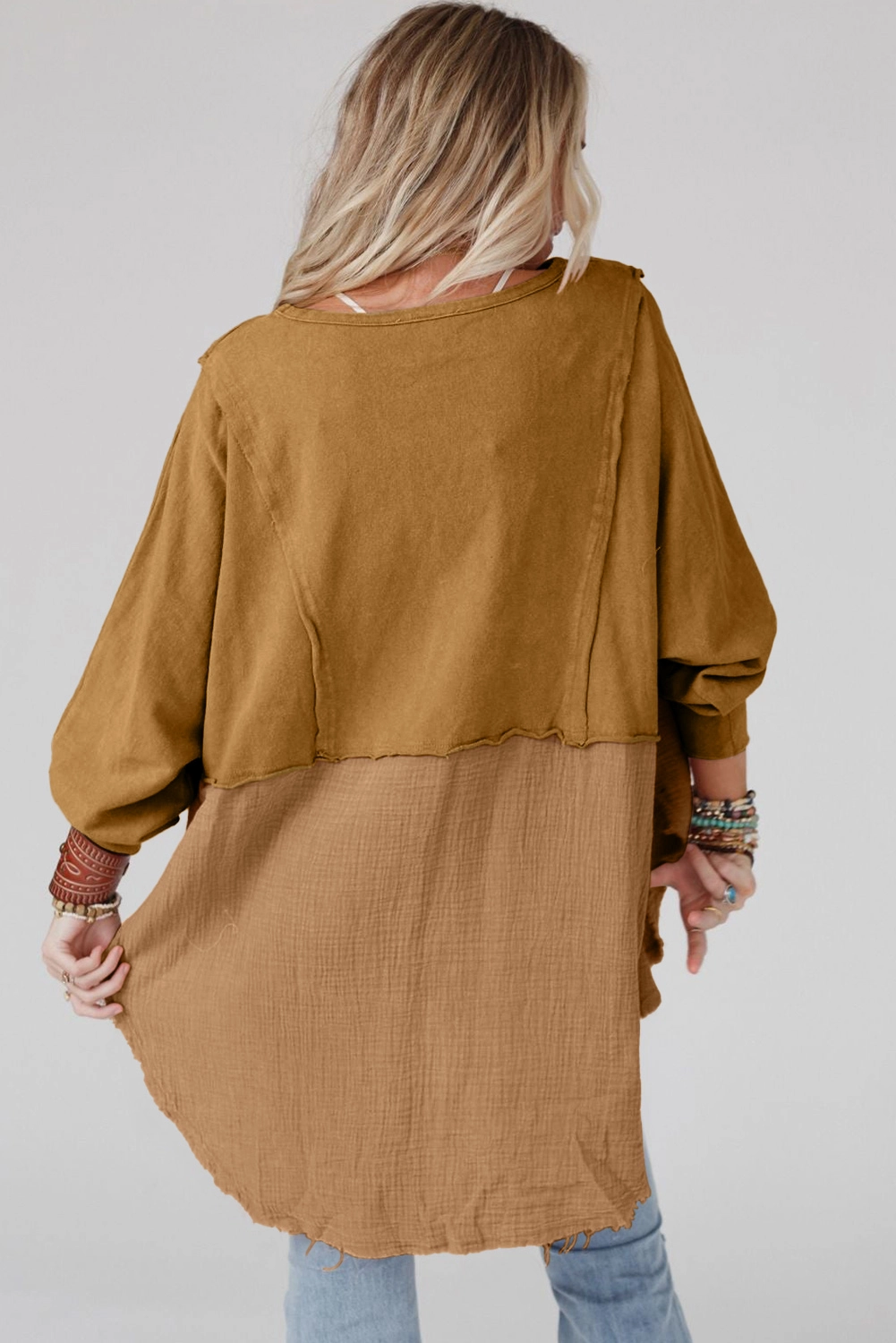 GD92512271896 Raw Hem Hi Lo Blouse - Meri's Boutique