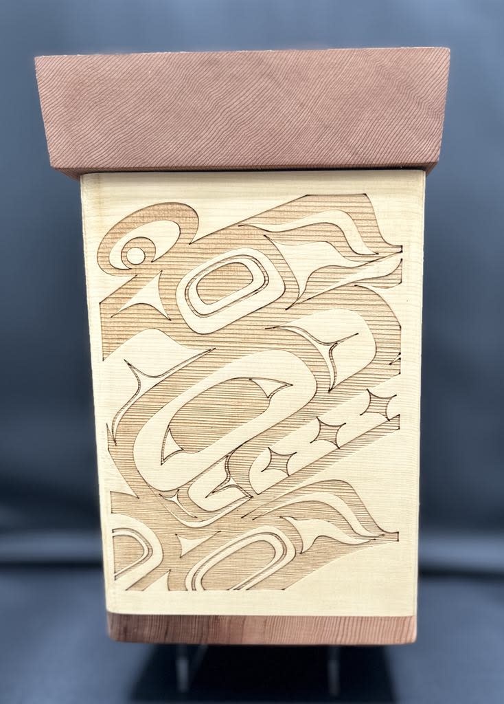 Traditional Cedar 5" Bentwood Box - Original Wolf Design by Peter Wayne ...