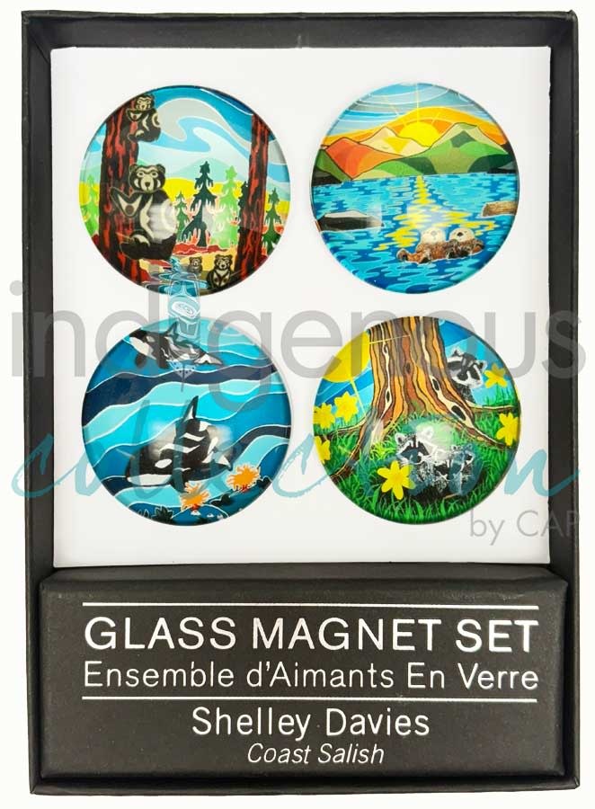 Glass Magnet Set - Art by Shelley Davies - Stó∶lō Gift Shop