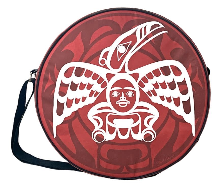 21" Drum Bag White Raven by Roy Henry Vickers - Stó∶lō Gift Shop