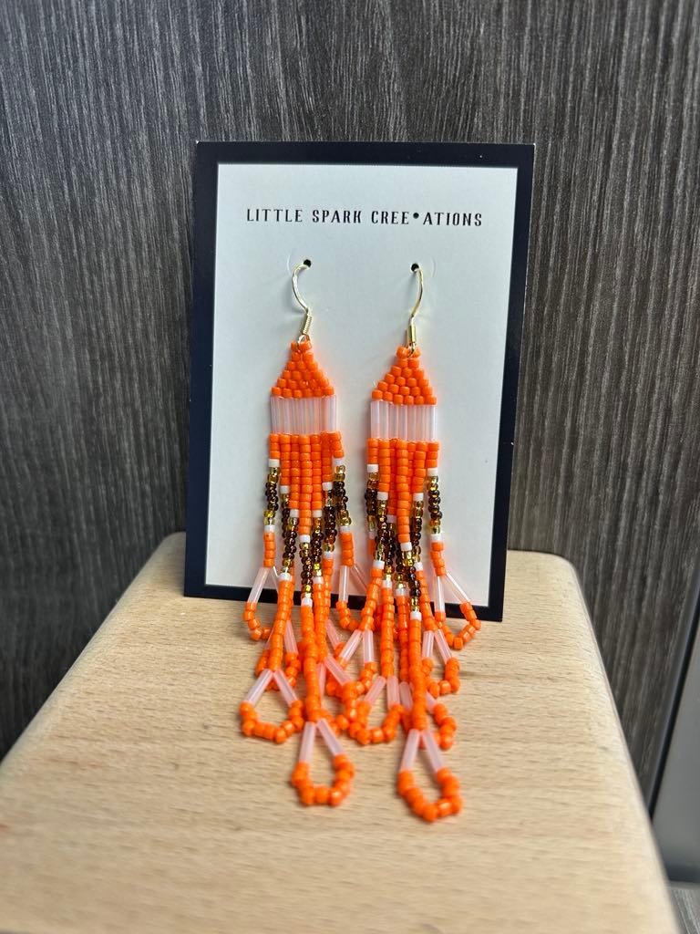 Large beaded Earrings by Little Spark Cree-ations - Stó∶lō Gift Shop