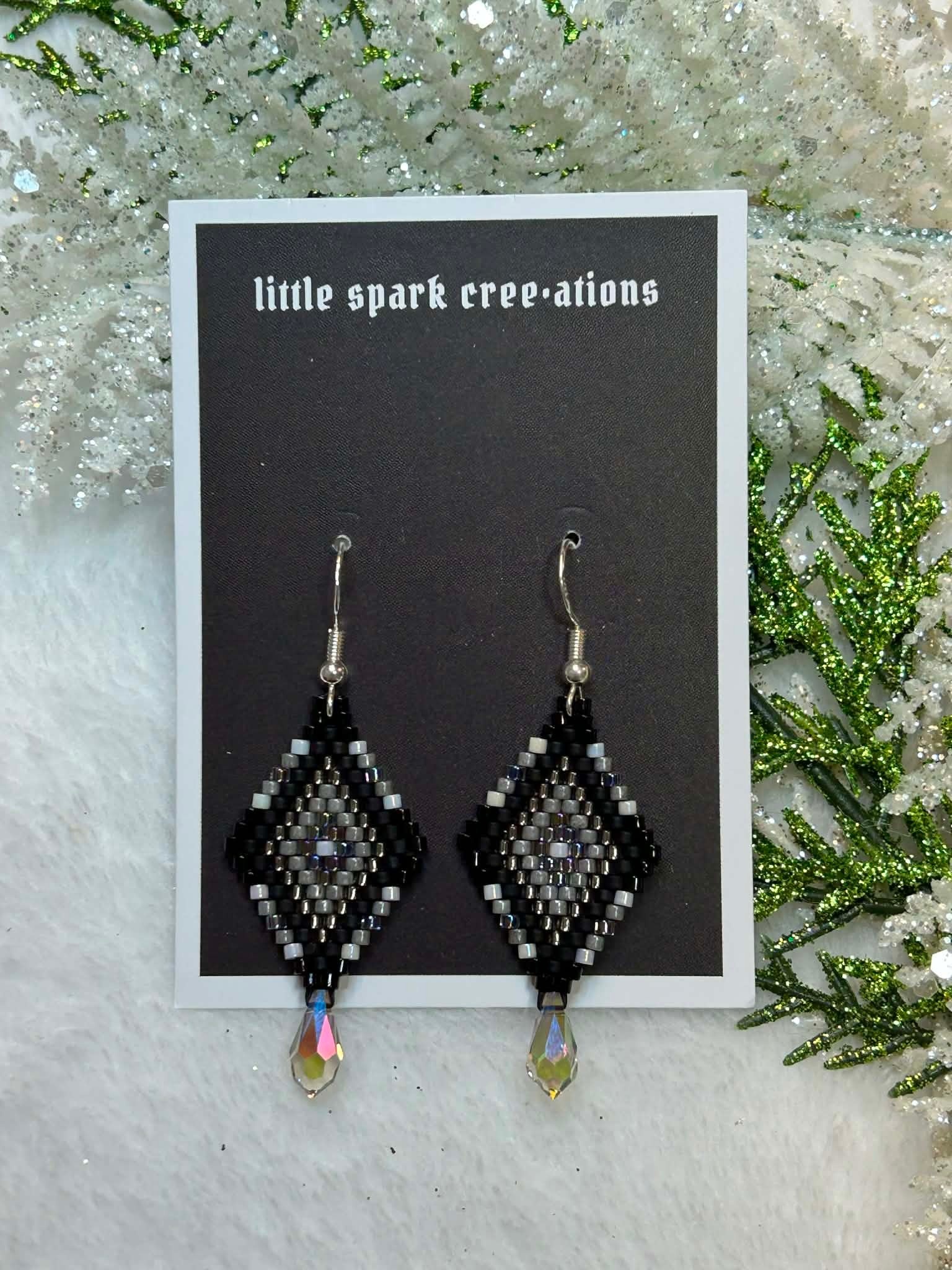 Medium Beaded Earrings by Little Spark Cree-ations - Stó∶lō Gift Shop