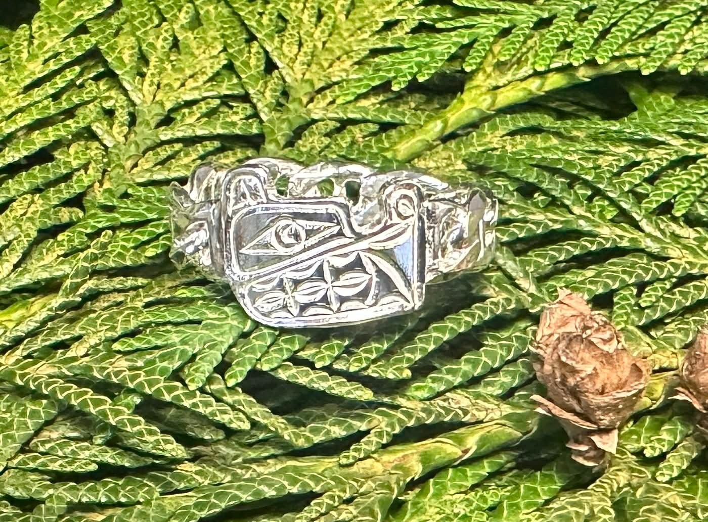 Cuban Chain style Hand Carved Silver Ring SZ. 12.5 - Bear by Richard ...