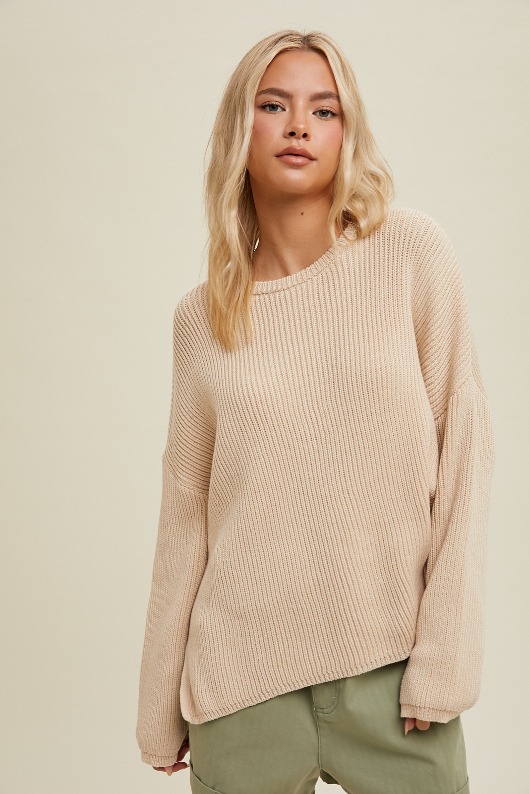Ribbed Drop Shoulder Sweater - Schroeder's Gifts