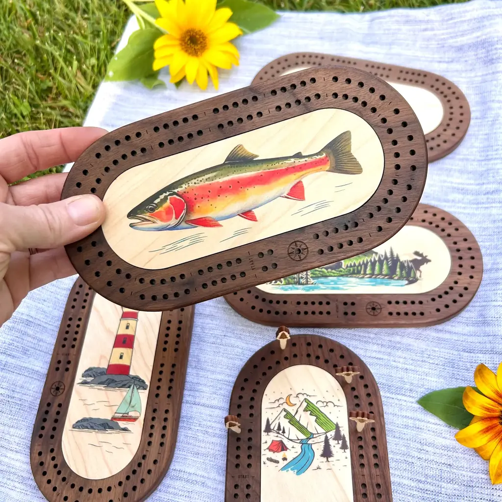 Wildlife Mini Cribbage Board Set - Trout - The Local Store