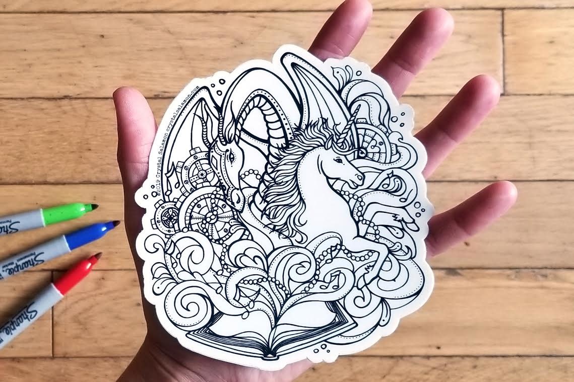 Crystal Salamon Colouring Sticker- Dragon&Unicorn - Monkey Mountain ...