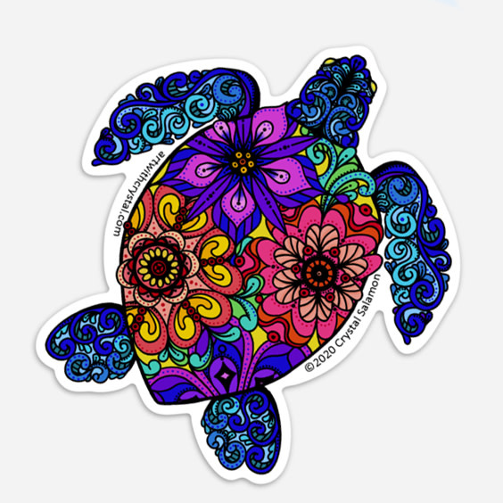 Crystal Salamon Coloured Sticker - Turtle - Monkey Mountain Toys & Games