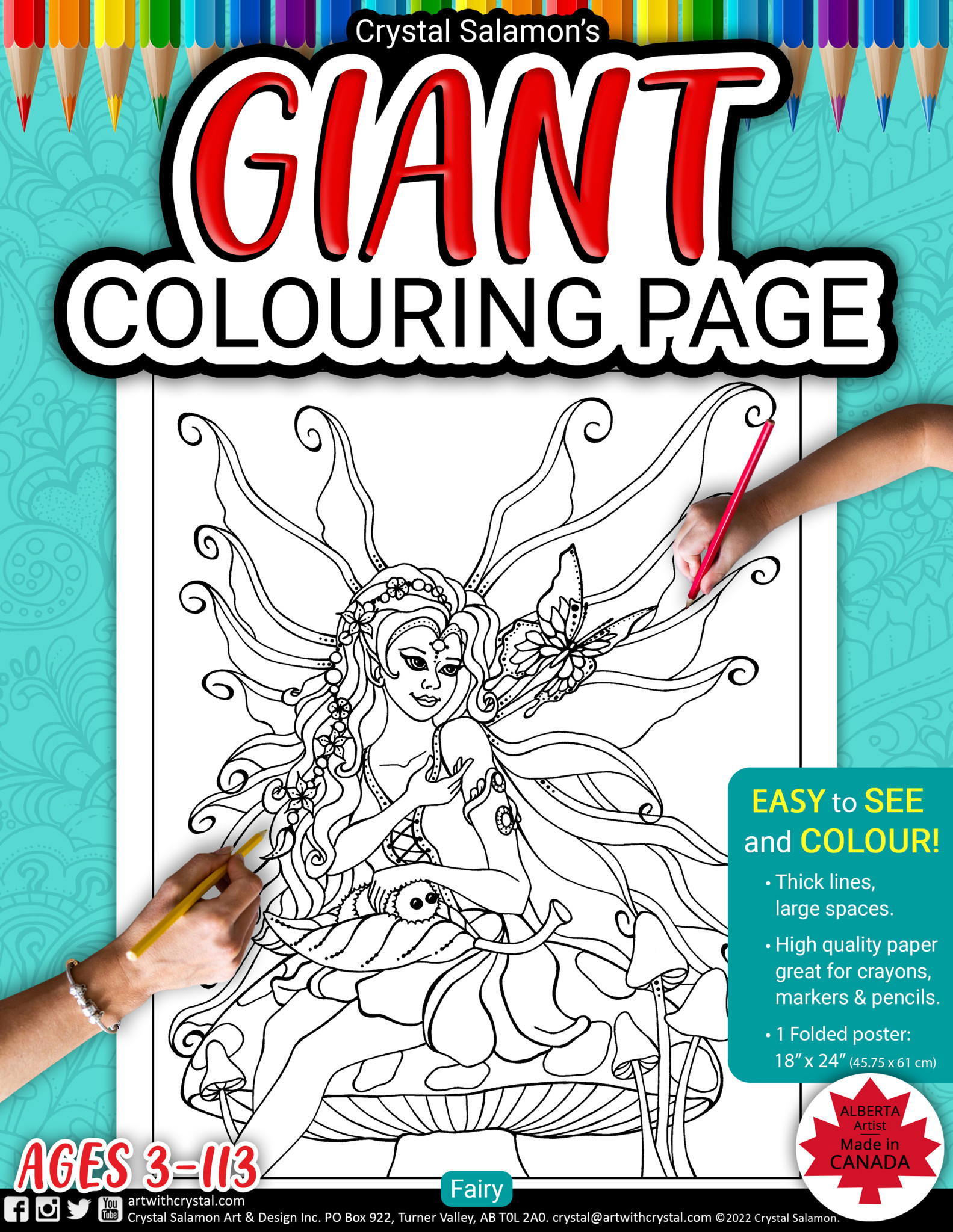 Crystal Salamon Giant Colouring Page - Fairy 24" x 18" - Monkey ...