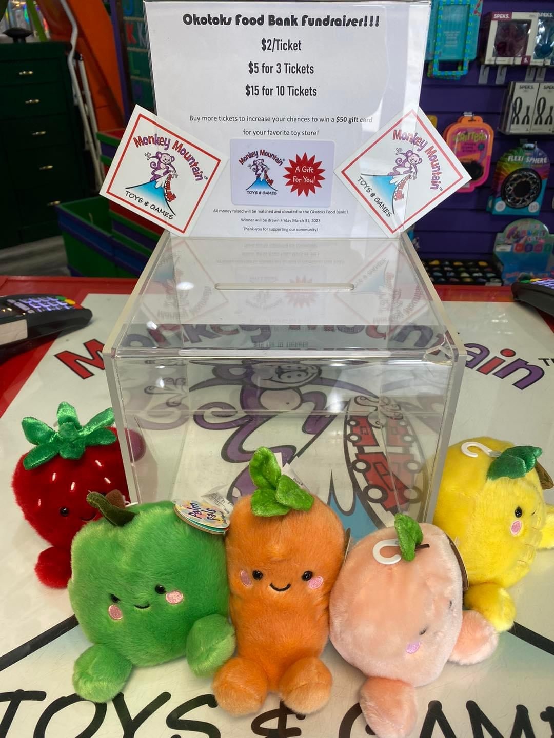 1 Ticket Food Bank Raffle OCT 2024 - Monkey Mountain Toys & Games