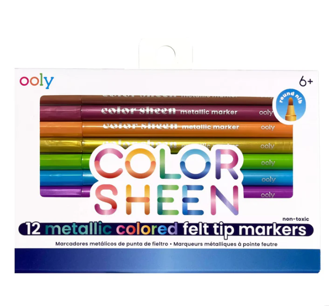 OOLY Color Sheen - Metallic Colored Felt Tip Markers (Set of 12 ...