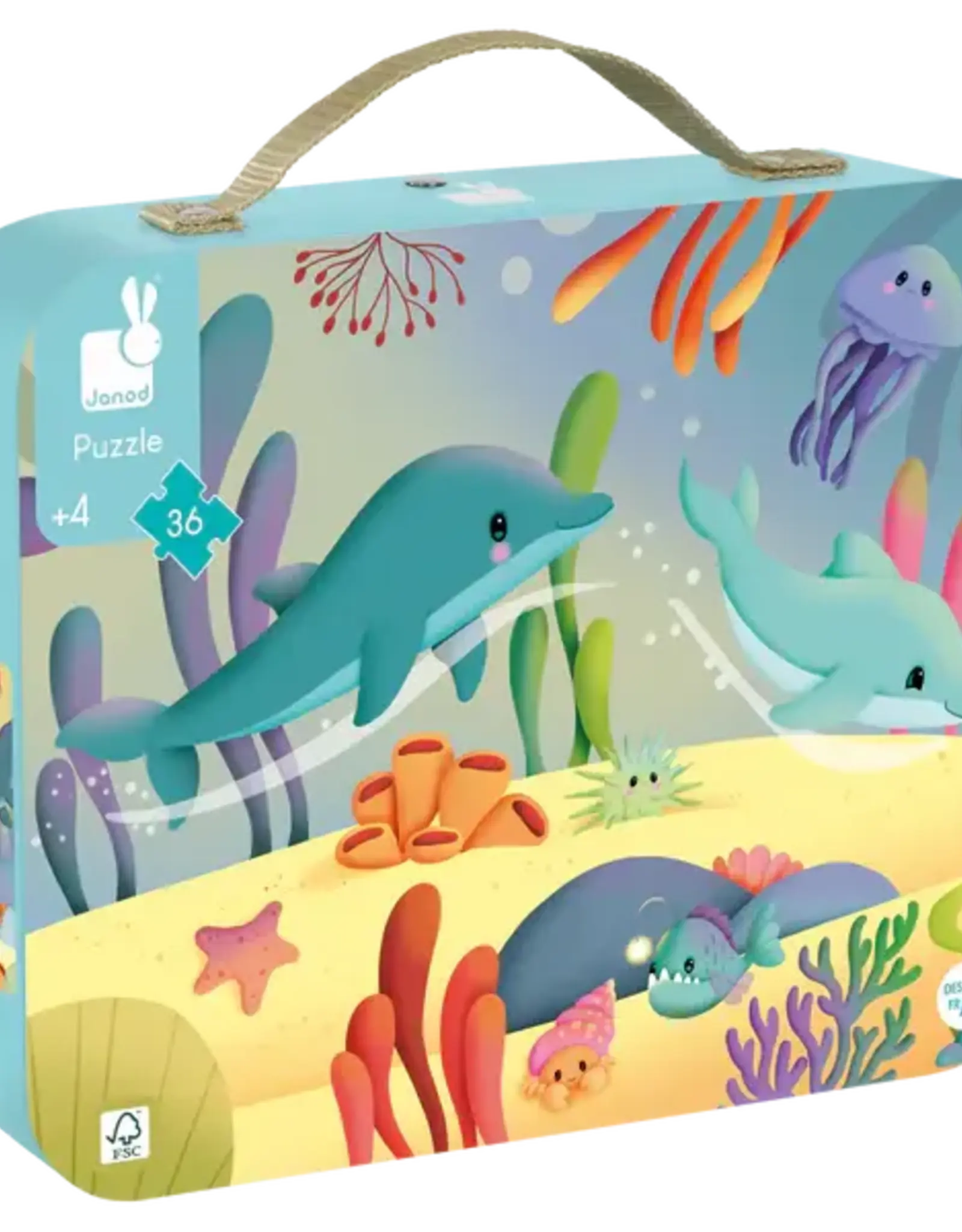 Janod LTP - SEA ANIMAL PUZZLE 36 pc Handle Ripped FINAL SALE - Monkey ...