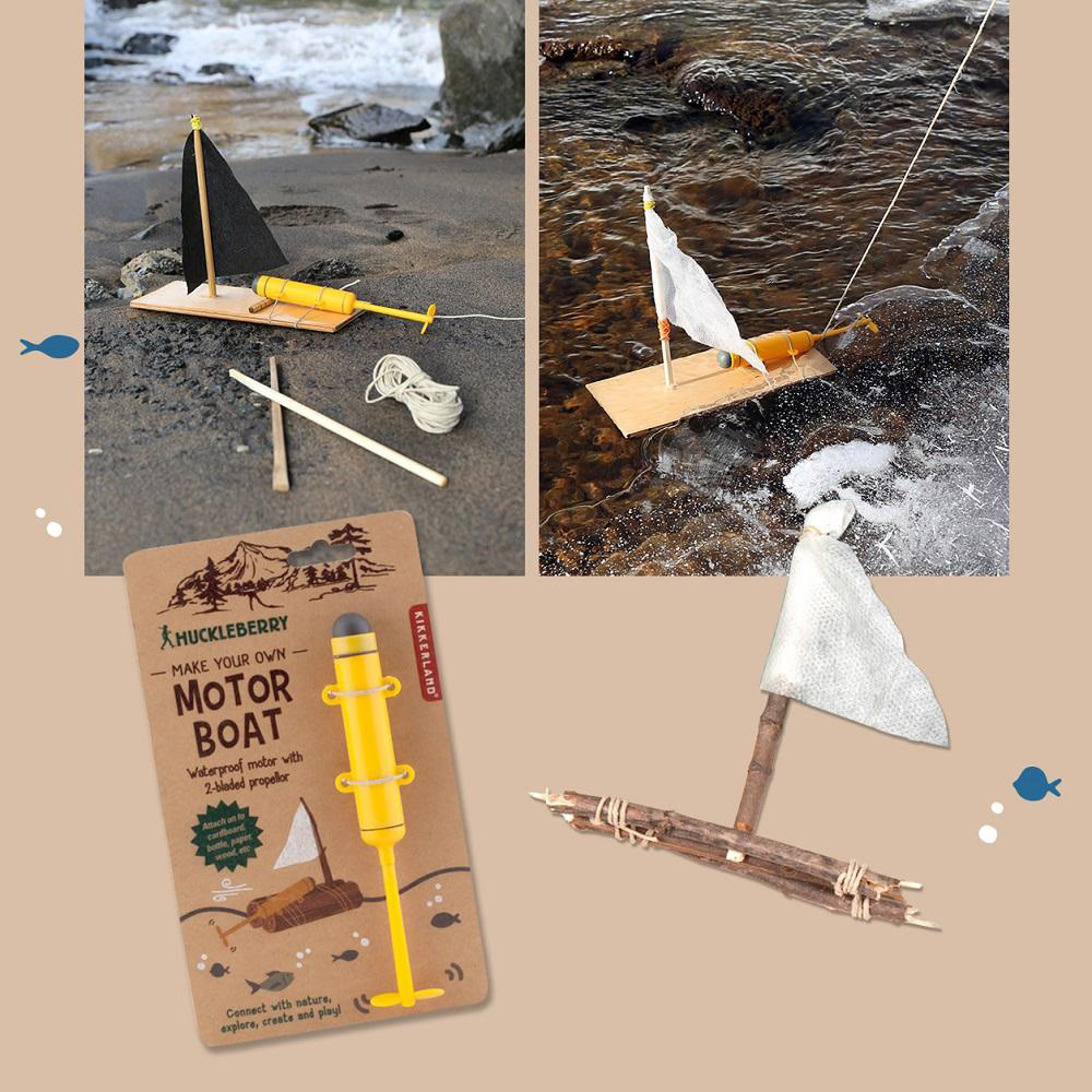 Kikkerland HUCKLEBERRY MOTOR BOAT - Monkey Mountain Toys & Games