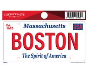 Boston License Plate Sticker 4" - Blackstone's of Beacon Hill