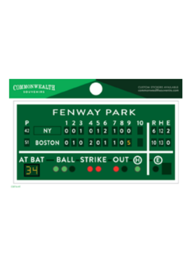 Commonwealth Sourvenirs, LLC Fenway Park Scoreboard Sticker 4 ...