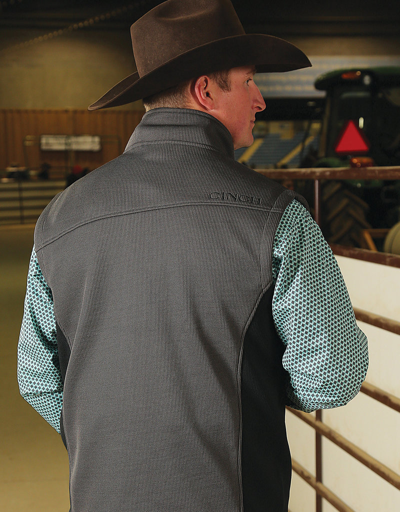 Cinch Grey Bonded Ribbed Vest for Men - Cowpokes Western Shop