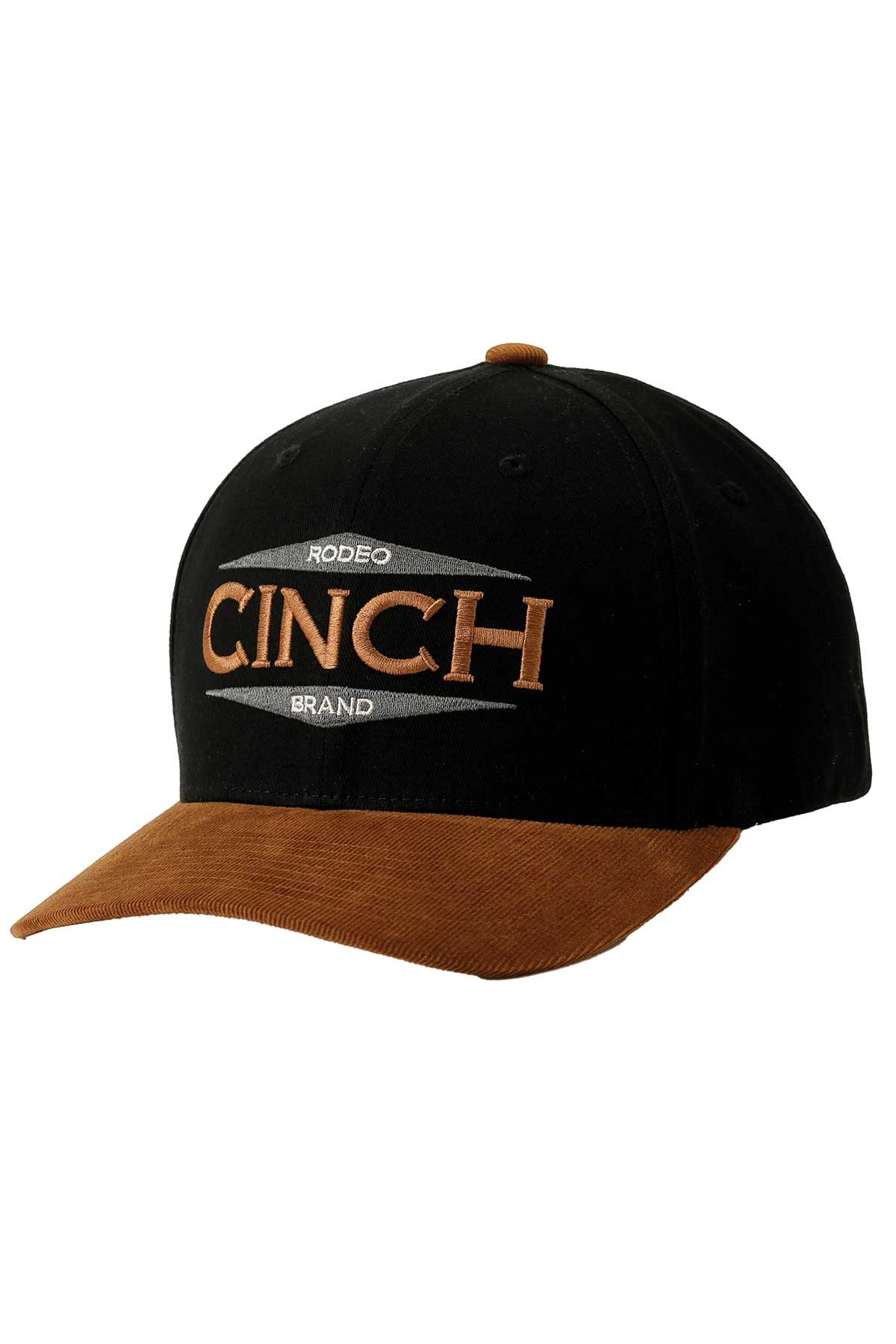 Cinch Brown Logo Corduroy Bill Black Flex Fit Ball Cap - Cowpokes ...