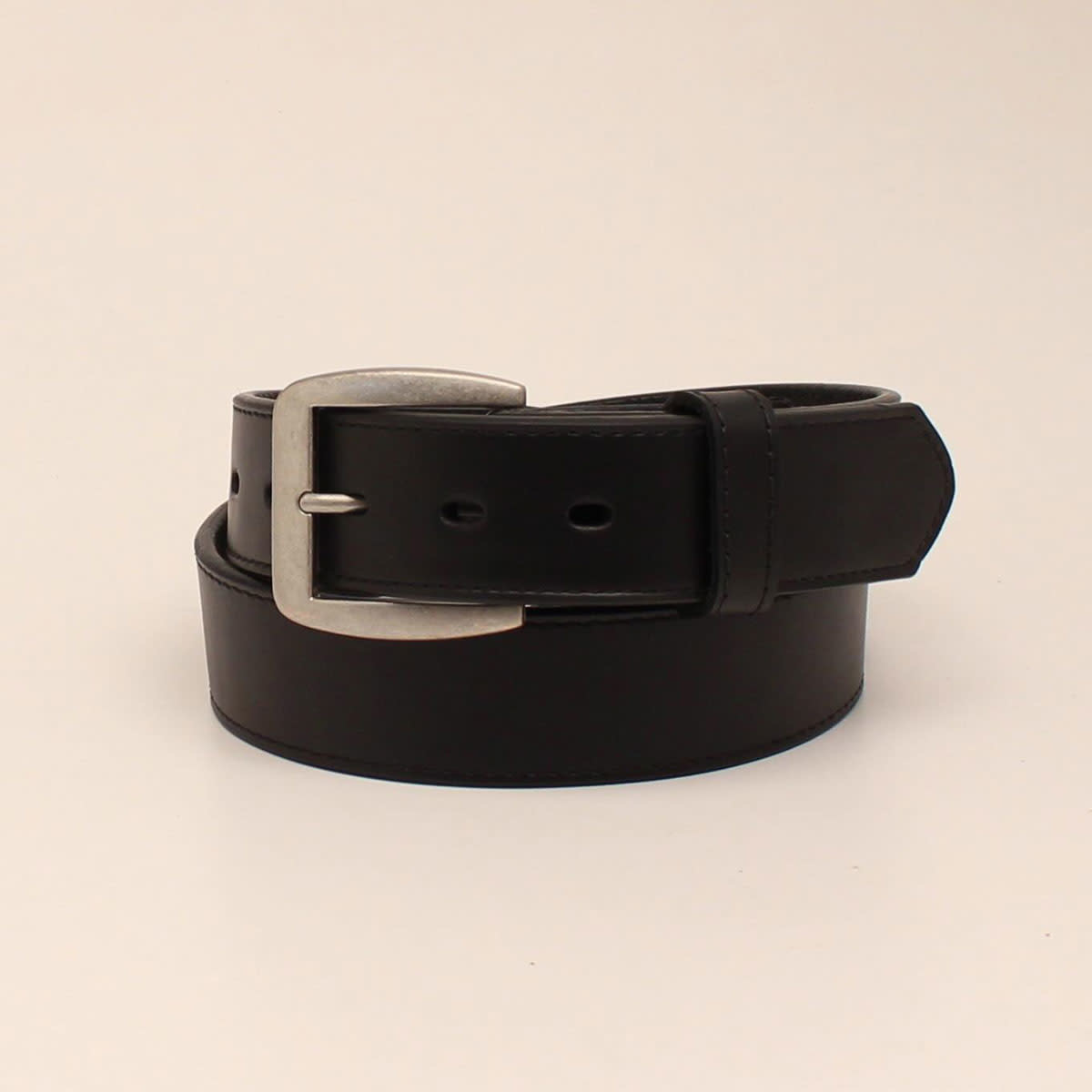 Classic Smooth Black Leather Belt With Silver Buckle - Cowpokes Western ...