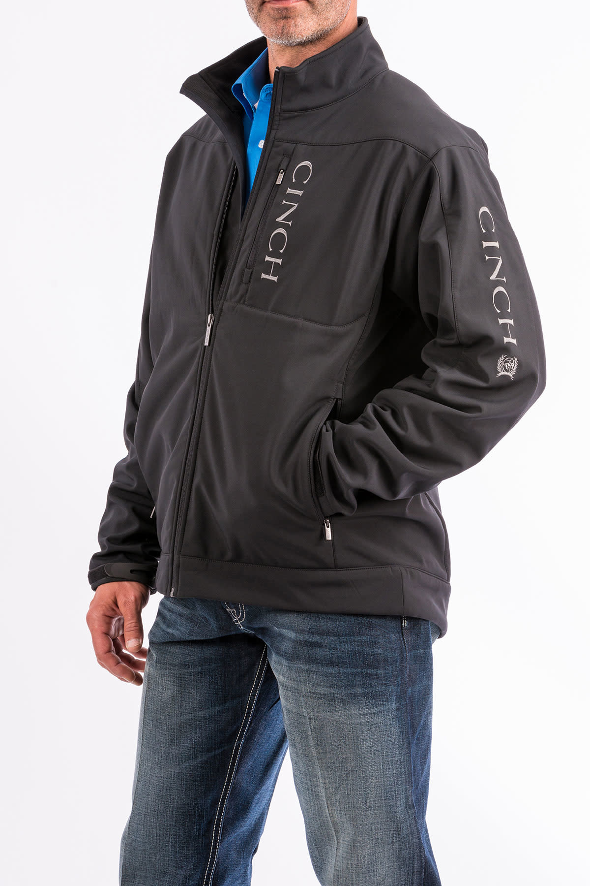 Mens Cinch Concealed Carry Bonded Jacket Black and Silver Logo ...