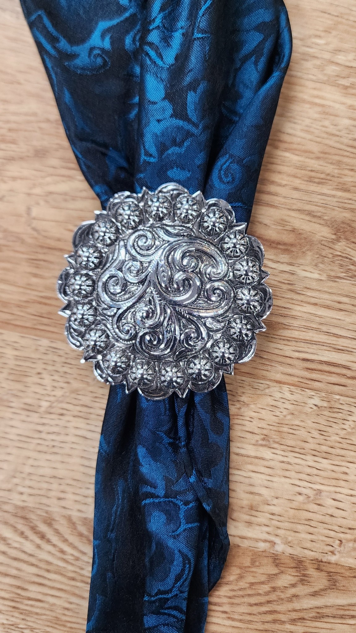 Scarf Slide Large Round Antique Silver - Cowpokes Western Shop