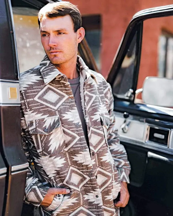 Mens Outback Ronan Brown Aztec Berber Lined Snap Jacket - Cowpokes ...