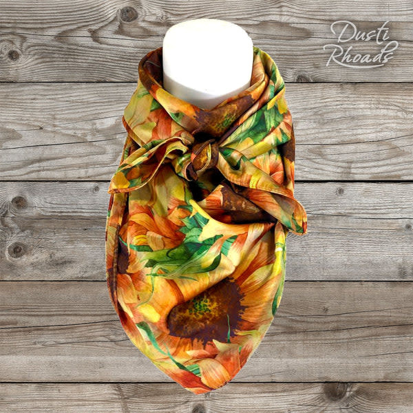 Wild Rag 36x36 Son Flower 100% Silk - Cowpokes Western Shop