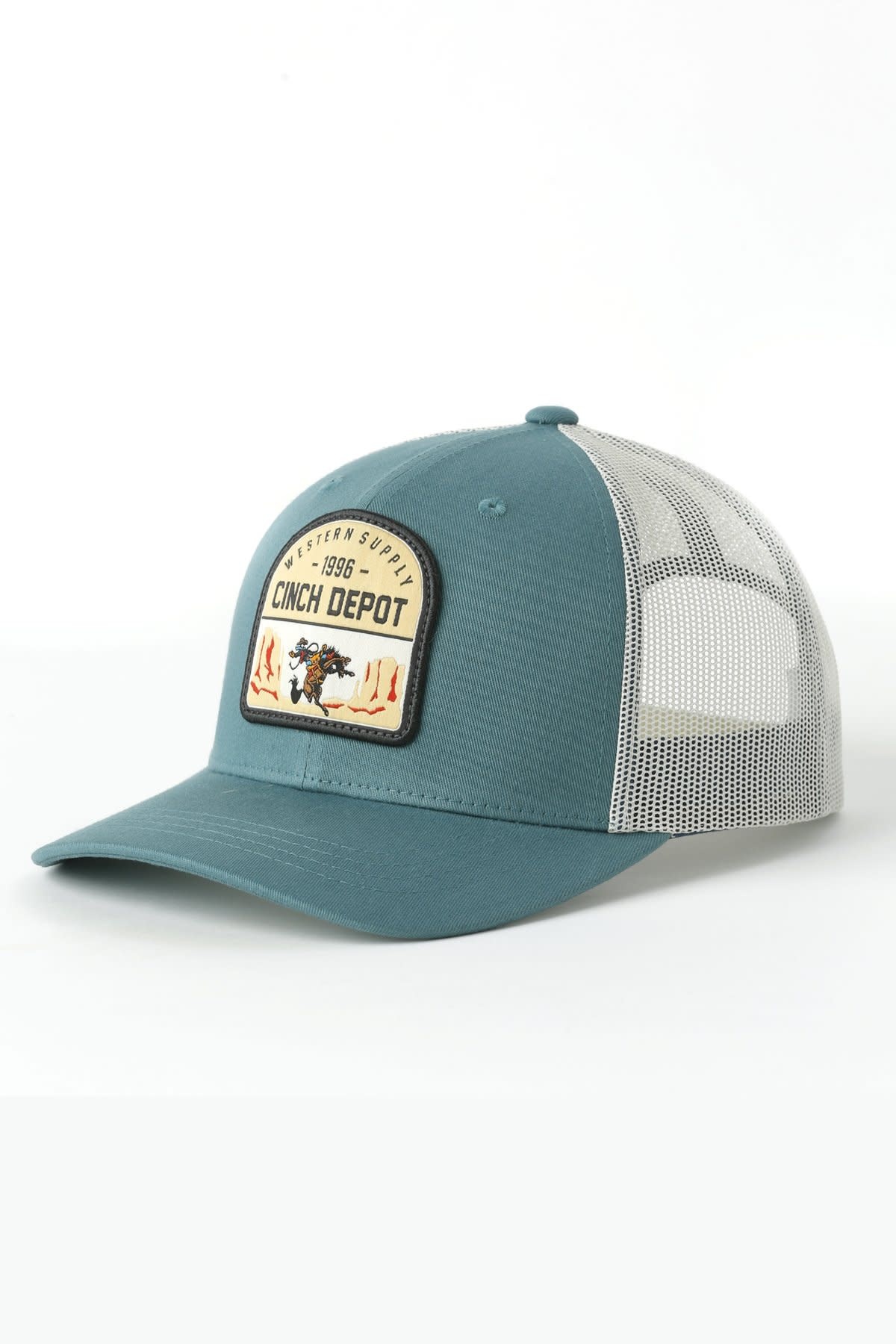 Mens Cinch Depot Patch Green With White Mesh Snapback Trucker Ball Cap ...