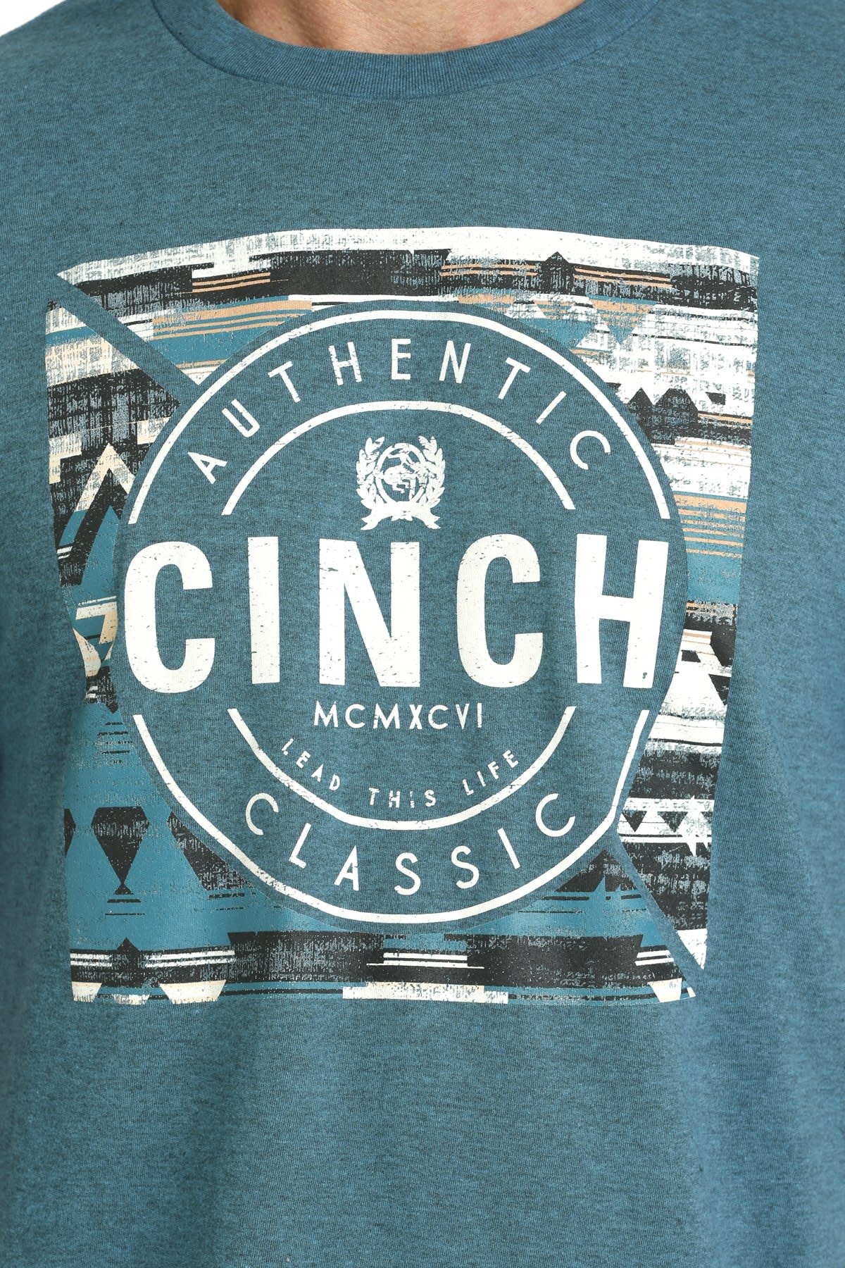 Mens Cinch Short Sleeve Teal Logo T Shirt - Cowpokes Western Shop