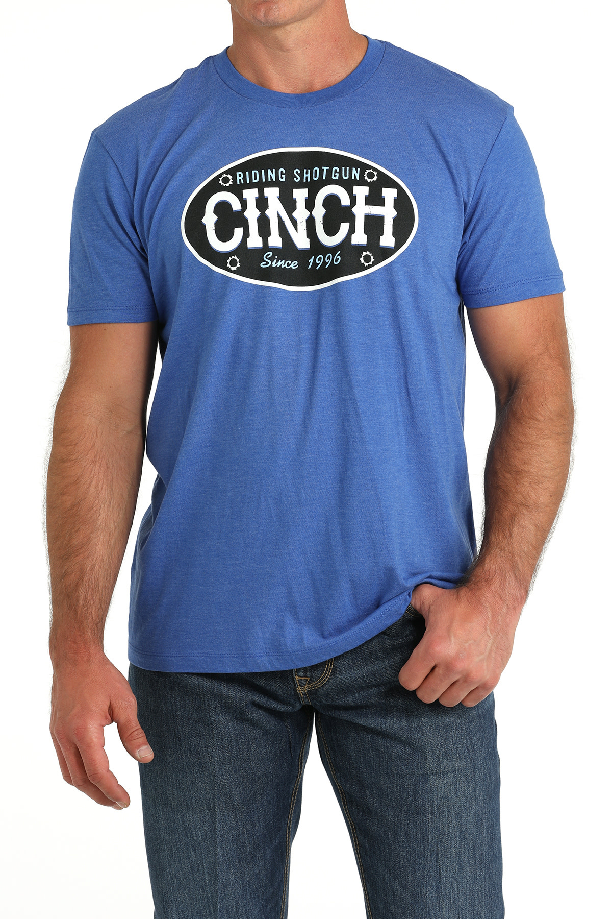 Mens Cinch Royal Blue Riding Shotgun Short Sleeve T Shirt - Cowpokes ...