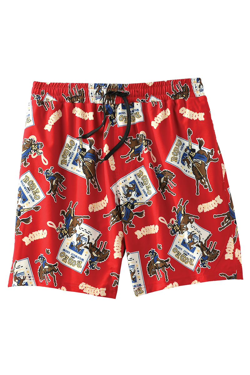 Mens Rodeo Red Cinch Swim Trunks - Cowpokes Western Shop