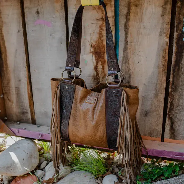 Womens STS Leather Boho Cowgirl Large Concealed Carry Tote Purse ...