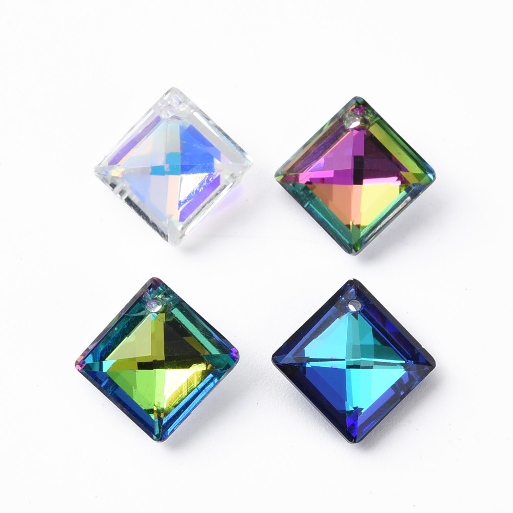 Rhombus Assorted Colours 13x13x5mm x3 pair - Strung Out On Beads