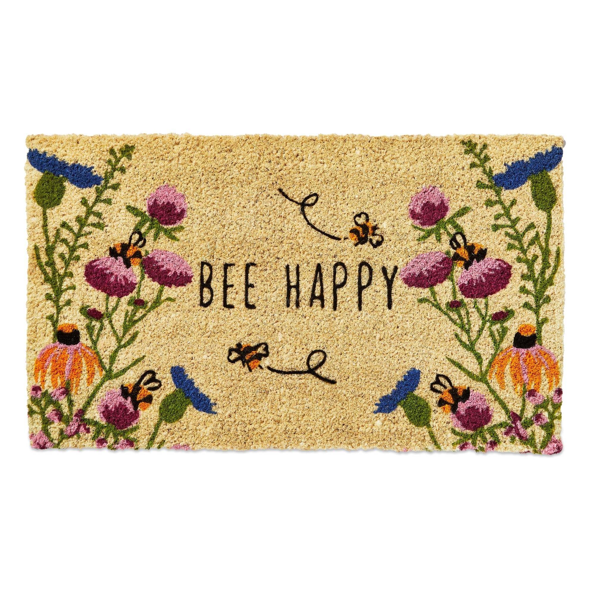 Tag Bee Happy Wildflower Coir Mat - Cottonwood Kitchen + Home