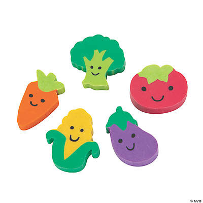 MINI VEGETABLE ERASERS - 300 PACK - Creative Kids