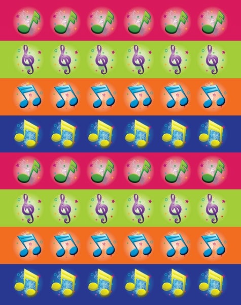 STICKER: COLORFUL MUSIC NOTES-DOTS - 6 SHEETS - Creative Kids