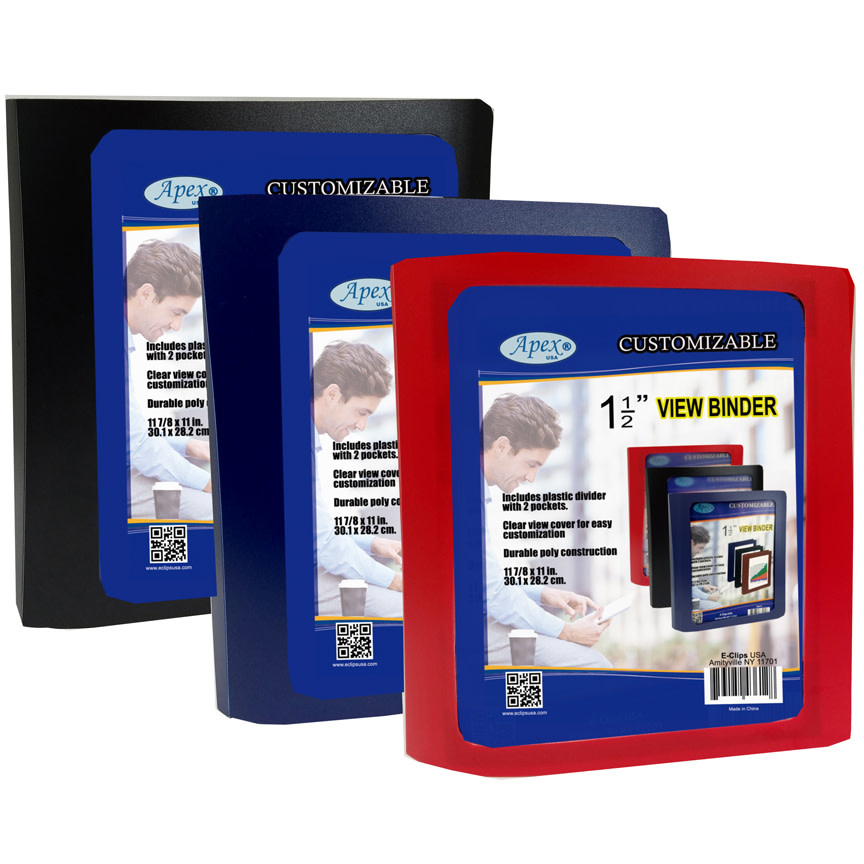 1.5 “ Poly View Binder w/ pockets Apex brand - Creative Kids