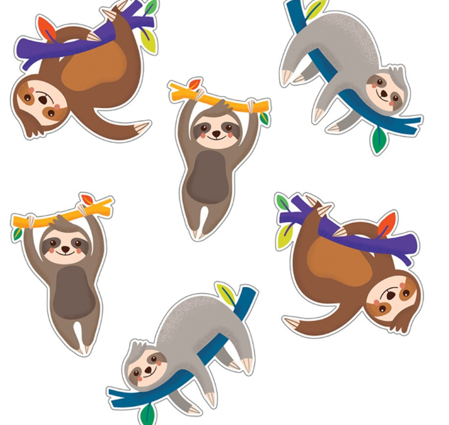 ASSORTED CUT OUTS: SLOTHS 36PC - Creative Kids