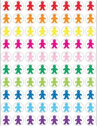 STICKER FORMS - RAINBOW PEOPLE .5" 3 Sheets - Creative Kids