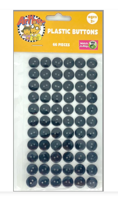 PBS ADHESIVE BUTTONS: BLACK 66PC - Creative Kids