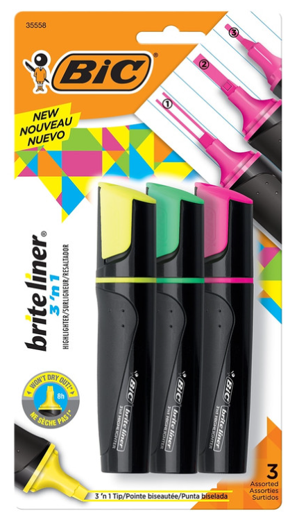 3 IN ONE HIGHLIGHTER 3 PACK - Creative Kids