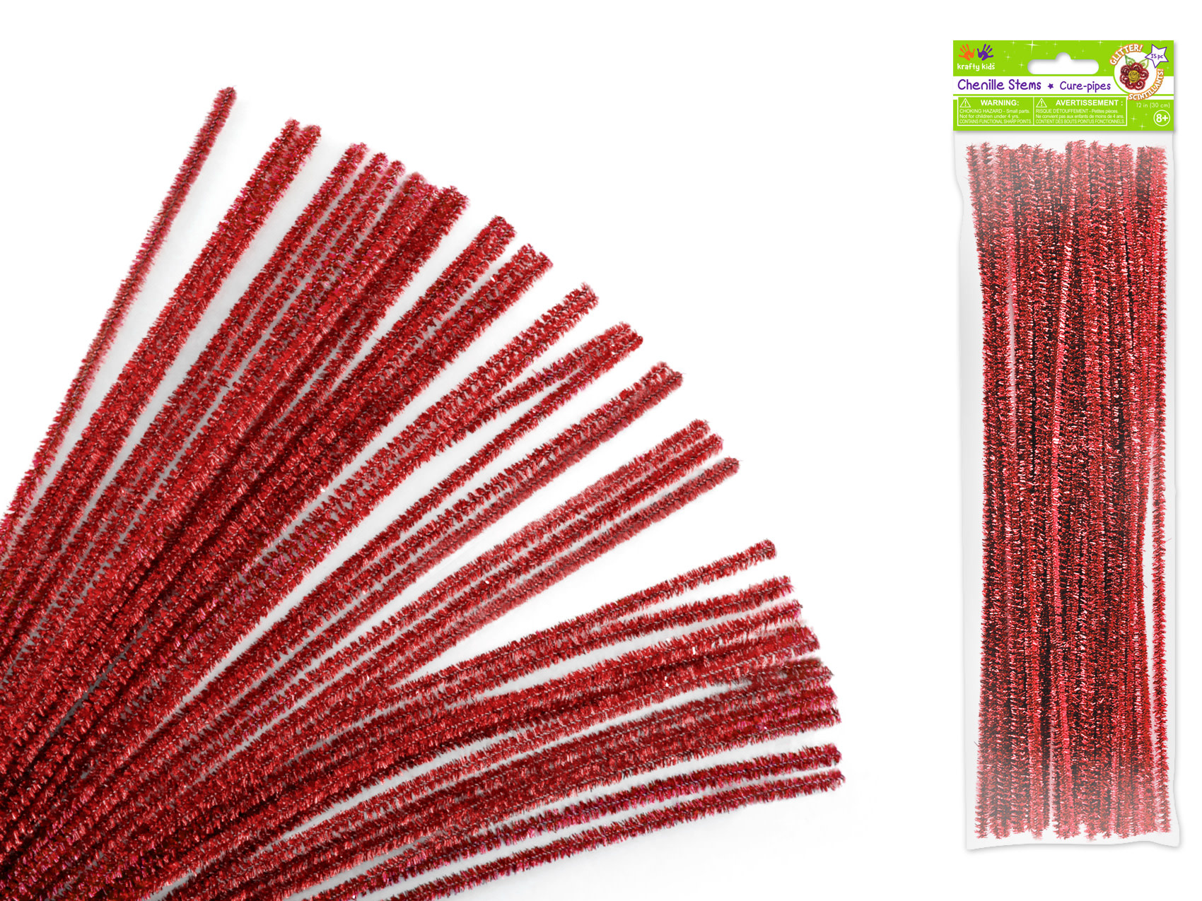 PIPE CLEANER SPARKLE RED 35PC - Creative Kids