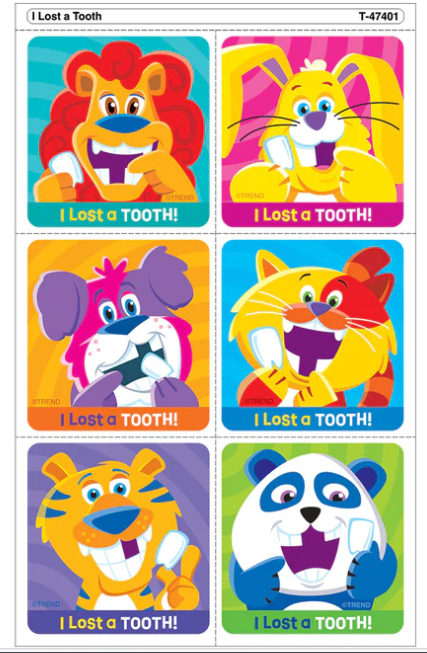 TEAR AND SHARE STICKERS I LOST A TOOTH 5 SHT - Creative Kids