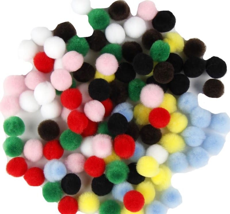 POM POMS: 1/2" ASSORTED COLORS 100 PACK - Creative Kids