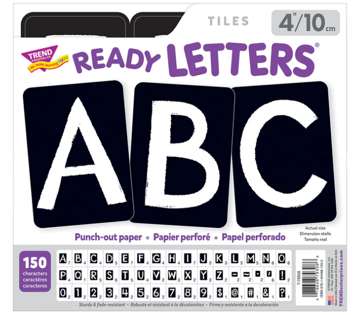 READY LETTERS BLACK 4" TILES - Creative Kids