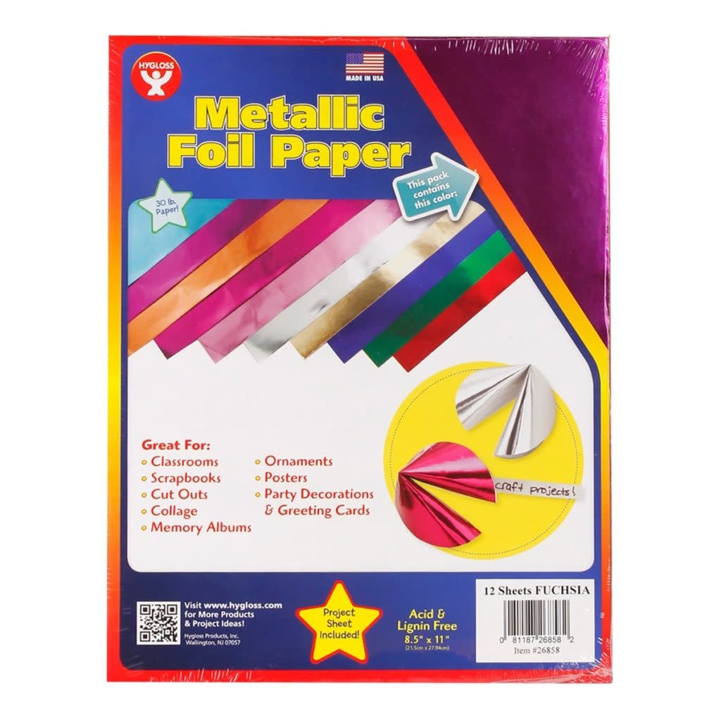 METALLIC PAPER: 8.5"X11" FUSHIA 12 SHEETS - Creative Kids