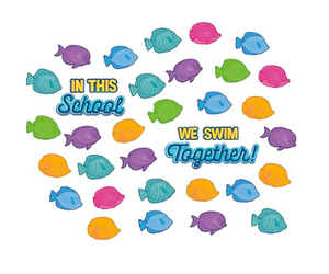 MINI BULLETIN BOARD SET IN THIS SCHOOL WE SWIM TOGETHER - Creative Kids