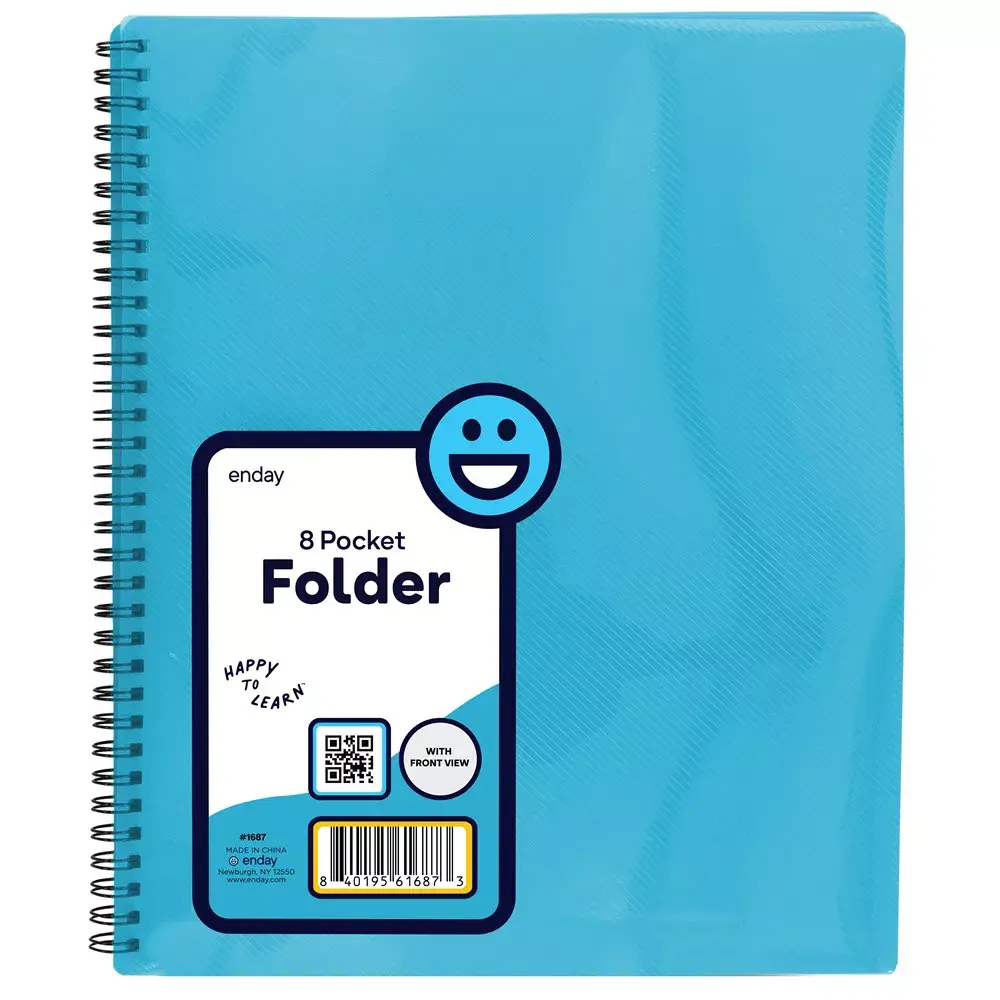 8 POCKET POLY FOLDER WITH FRONT VIEW - BLUE - Creative Kids