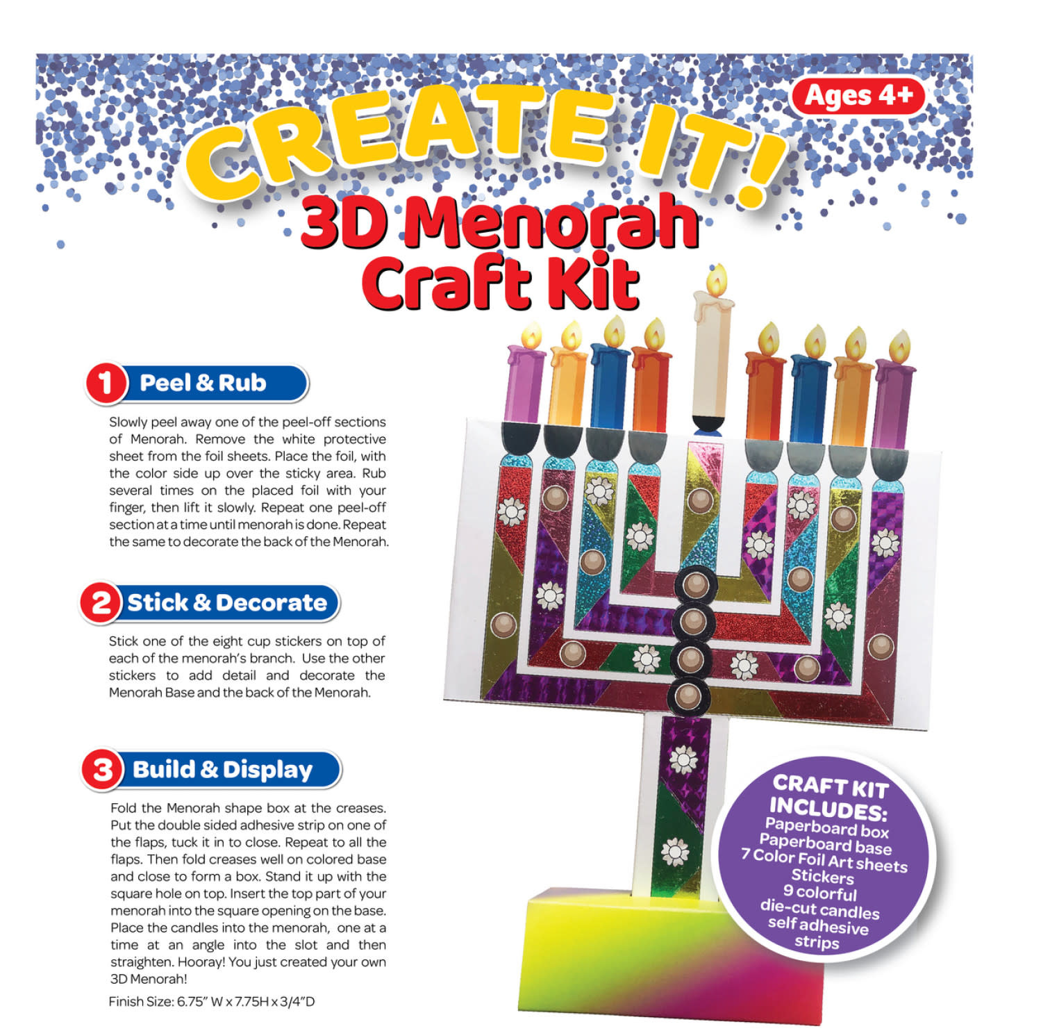3D FOIL ART MENORAH CRAFT KIT - Creative Kids