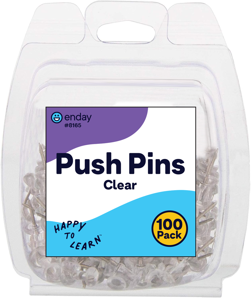 PUSH PINS - CLEAR 100 PACK - Creative Kids