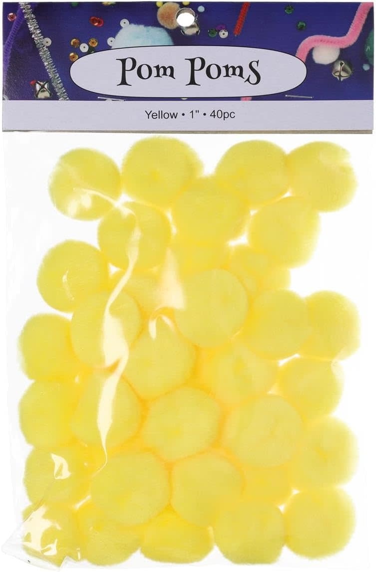 POM POMS: 1" YELLOW - 40 PACK - Creative Kids